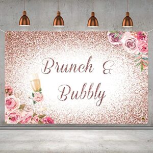 p.g collin brunch & bubbly floral glitter banner backdrop sign bridal wedding shower bachelorette party decorations supplies for women 6 x 4ft rose gold…,rose gold