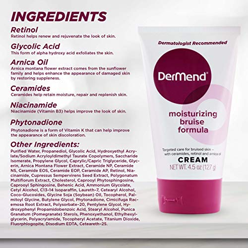 Dermend Moisturizing Arnica Montana Bruise Cream: Vitamin K Moisturizer Formula to Reduce the Appearance of Bruising - Restore, Rejuvenate & Repair Thin, Bruised Skin on Arms, Legs & Hands - 4.5 Oz