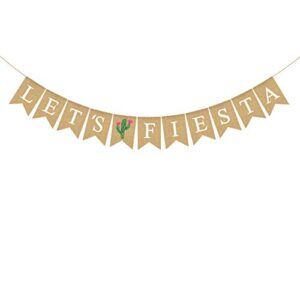 jute burlap let’s fiesta banner cinco de mayo mexico theme birthday party baby shower garland decoration