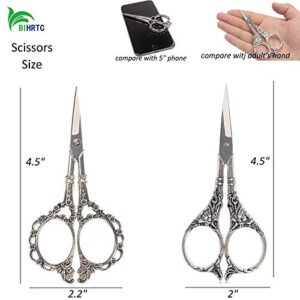 BIHRTC Scissors 4.5 Inch Small Sewing Scissors Plum Blossom Scissors and European Style Scissors Stainless Steel Shears for Cross Stitch Cutting Embroidery Sewing Handcraft Craft Silver Scissors