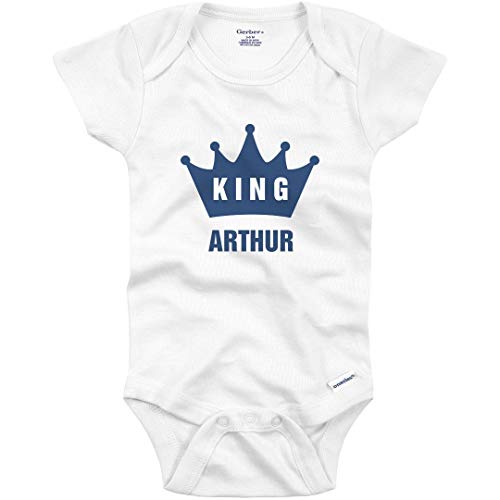 Funny King Baby Arthur Crown Onesie: Baby Onesie White