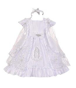 gigi’s classy kids baby girls white baptism dedication dress headband virgin mary guadalupe bautizo (6-12 months)