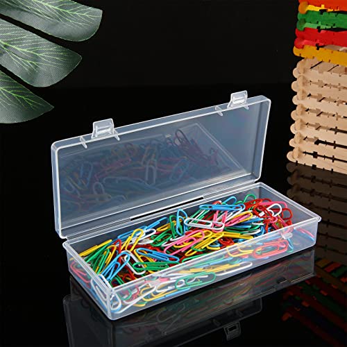 12PCS Clear Plastic Rectangular Containers, 6x2.4x1.2 Inch Storage Container Boxes with Hinged Lids, Small Transparent Storage Box Case for Beads, Jewelry, Tools, Craft Supplies and Flossers