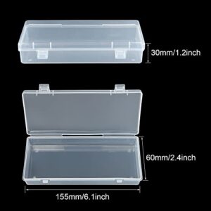 12PCS Clear Plastic Rectangular Containers, 6x2.4x1.2 Inch Storage Container Boxes with Hinged Lids, Small Transparent Storage Box Case for Beads, Jewelry, Tools, Craft Supplies and Flossers