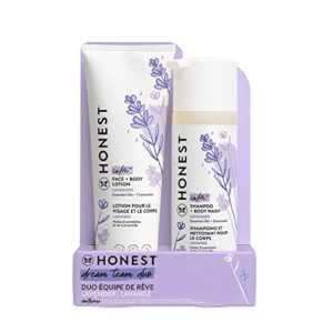 the honest company 2-in-1 cleansing shampoo + body wash and face + body lotion bundle | gentle for baby | naturally derived | lavender calm, 18.5 fl oz