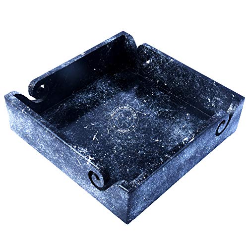 Hind Handicrafts Solid Dark Handmade Crafted Wooden Portable Antique Yarn Storage Bowl Tray - Holder for Knitting Crochet Hook Accessories - Multipurpose Organiser (Granite, 10" x 10" x 2.5")