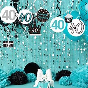 40th Birthday Decorations for Women Teal Silver Black 40th Birthday Hanging Swirls Hanging Swirls Decorations for Teal Silver 40 Years Old Party Supplies