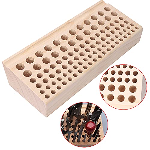 98 Holes Wooden Professional Leathercraft Tool Holder Rack Stand Leathercraft Stand Holder Organizer Leather Tools Storage Holder for Leather Working Tools Organizer Storage Wooden Leather Holder Tool