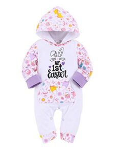 walsoner newborn my first easter outfit baby girl hoodie romper bodysuit jumpsuit clothes newborn white