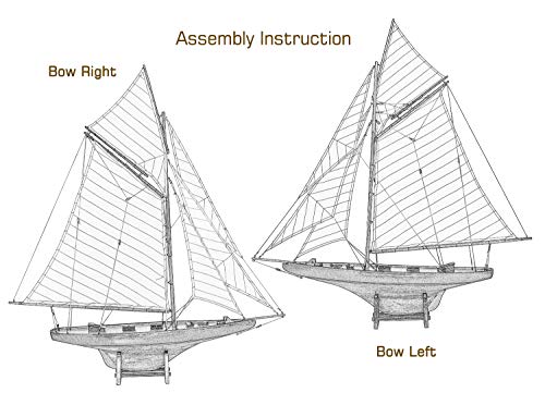 SAILINGSTORY Wooden Sailboat Model Ship Sailboat Decor Yacht Model America's Cup Columbia 1901 Replica Medium