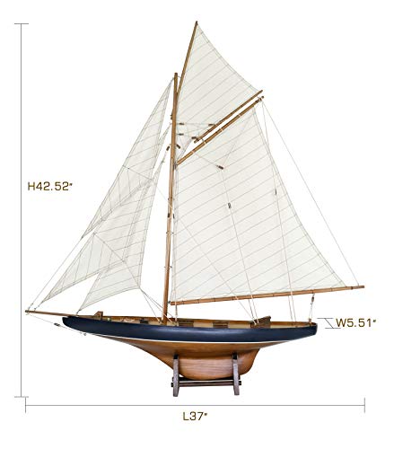 SAILINGSTORY Wooden Sailboat Model Ship Sailboat Decor Yacht Model America's Cup Columbia 1901 Replica Medium