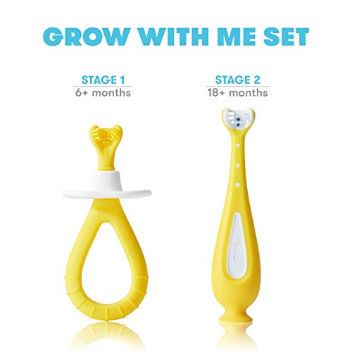 Grow-with-Me Training Toothbrush Set | Infant to Toddler Toothbrush Oral Care for Sensitive Gums by Frida Baby