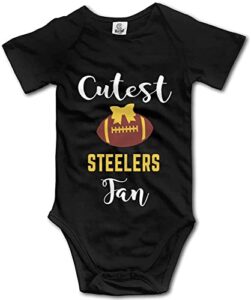 poemsimai baby boy girl onesie cutest steelers fan short sleeve newborn organic bodysuit d-black