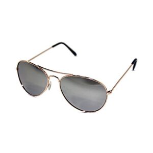 neon nation unisex kid sized aviator sunglasses w/silver mirrored lens (gold)