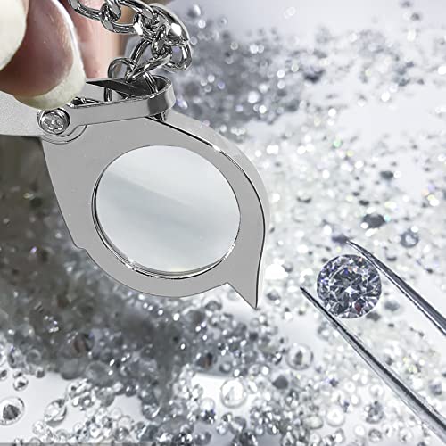 15X Mini Keychain Pocket Magnifier, Jewelers Magnifying Glass, Portable Foldable Magnifying Glass for Close Work, Gardening, Kids, Stamp, Rock Collectings