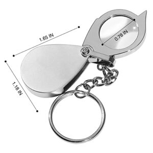 15X Mini Keychain Pocket Magnifier, Jewelers Magnifying Glass, Portable Foldable Magnifying Glass for Close Work, Gardening, Kids, Stamp, Rock Collectings