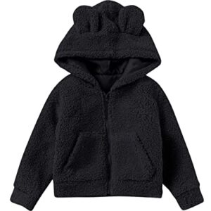 Karlywindow Toddler Boys Girls Fleece Jacket Fuzzy Winter Warm Teddy Coat for Kids Baby