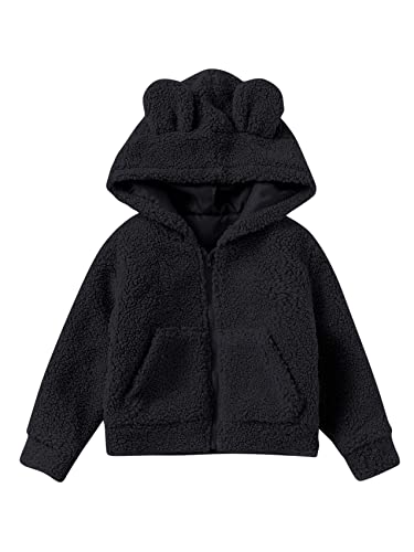 Karlywindow Toddler Boys Girls Fleece Jacket Fuzzy Winter Warm Teddy Coat for Kids Baby