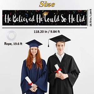 Labakita Lager He Believed He Could So He Did Banner, Black Graduation Decorations 2023, High School College Graduation Party Decorations for Men / Boys, Congrats Grad Banner Indoor / Outdoor Sign