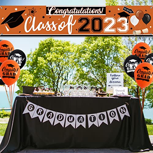 Class of 2023 Graduation Decorations Orange Congratulations Banner and 8pcs Congrats Grad Balloons Graduation Yard Sign College Graduation Party 2023 Orange Graduation Decorations