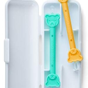 oogiebear - Nose and Ear Gadget. Safe, Easy Nasal Booger and Ear Cleaner for Newborns and Infants. Dual Earwax and Snot Remover - 2 Pack with Case - Orange and Seafoam