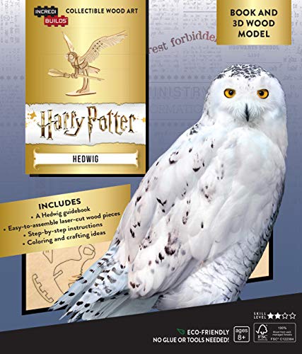 Harry Potter Hedwig 3D Wood Puzzle & Model Figure Kit (24 Pcs) - Build & Paint Your Own 3-D Movie Toy - Holiday Educational Gift for Kids & Adults, No Glue Required, 8+ 