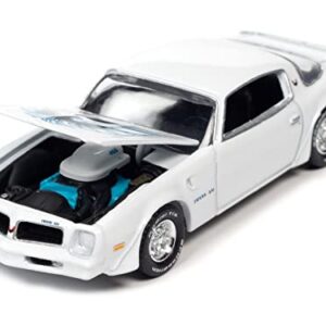 1976 Pontiac Firebird Trans Am Cameo White w/Blue & Black Bird Hood Graphic Vintage Muscle Ltd Ed 1/64 Diecast Model Car by Auto World 64362-AWSP104 B