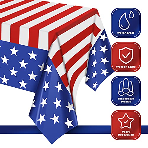 2 Pieces Large Welcome Home Banner and American Flag Tablecloth 4th of July Backdrop Patriotic Plastic Table Cover Deployment Returning Party Supplies Military Army Homecoming Party Decorations