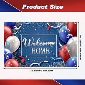 2 Pieces Large Welcome Home Banner and American Flag Tablecloth 4th of July Backdrop Patriotic Plastic Table Cover Deployment Returning Party Supplies Military Army Homecoming Party Decorations