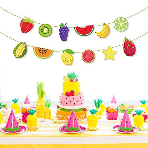 CC HOME Two-tti Frutti Party Decorative Tropical Summer Two-tti Frutti banner for Summer, Baby Shower ,Two-tti Frutti Themed Birthday Birthday Day Party Decorations Favor