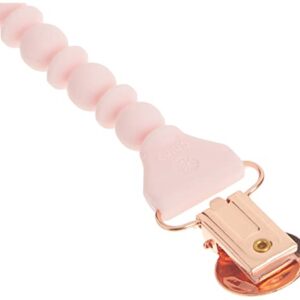 Itzy Ritzy Silicone Pacifier Clip; 100% Silicone Pacifier Strap with Clip Keeps Pacifiers, Teethers & Small Toys in Place; Features One-Piece Design & Silicone Cord, Pink + Rose Gold Clip