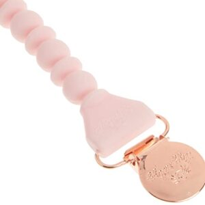 Itzy Ritzy Silicone Pacifier Clip; 100% Silicone Pacifier Strap with Clip Keeps Pacifiers, Teethers & Small Toys in Place; Features One-Piece Design & Silicone Cord, Pink + Rose Gold Clip