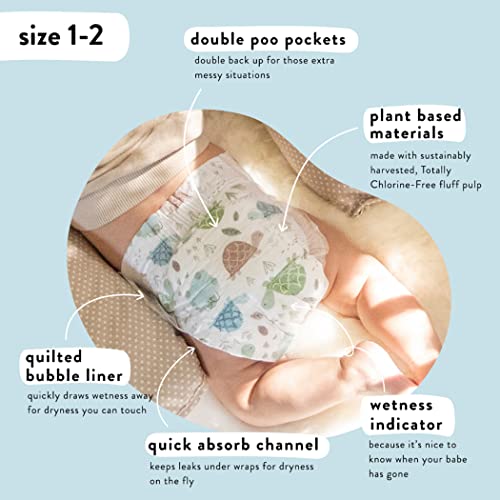 The Honest Company Clean Conscious Diapers | Plant-Based, Sustainable | Dots & Dashes + Multi-Colored Giraffes | Club Box, Size 1 (8-14 lbs), 80 Count