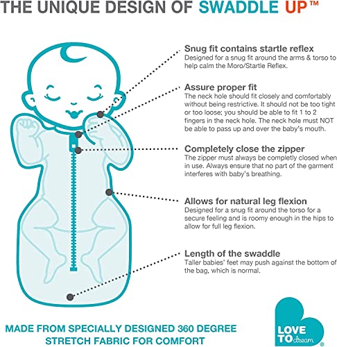 Love To Dream Swaddle UP, Gray, Small, 8-13 lbs, Dramatically Better Sleep, Allow Baby to Sleep in Their Preferred arms up Position for self-Soothing, snug fit Calms Startle Reflex