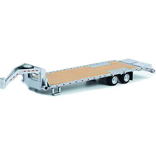 Greenlight 30391 Gooseneck Trailer - Primer Gray with Red and White Conspicuity Stripes (Hobby Exclusive) 1:64 Scale Diecast