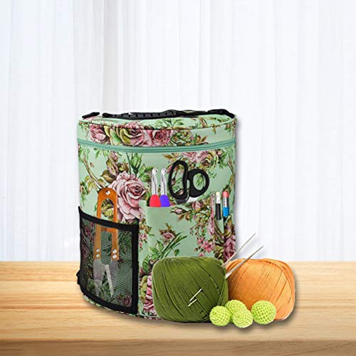 Exceart Knitting Bag Yarn Storage ToteBag Organizer for Crochet Hooks Needles Wool Holder Organizer Bag 41 * 38cm