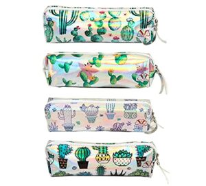 4 pack cactus pencil case, pen bag canvas cactus pencil pen cosmetic makeup bag