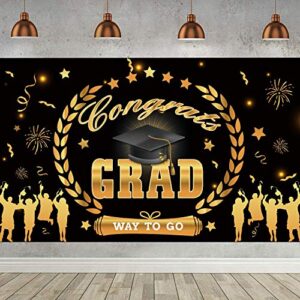 dmhirmg graduation backdrop banner for graduation decorations party supplies, graduation background for graduation decor,graduation banner for photo backdrop graduation decoration(black)