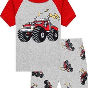 DDSOL Baby Boys Pajamas Monster Truck Sleepwear Car Jammies Summer Toddler Raglan Sleeve Short Set Pjs 3T