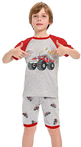 DDSOL Baby Boys Pajamas Monster Truck Sleepwear Car Jammies Summer Toddler Raglan Sleeve Short Set Pjs 3T