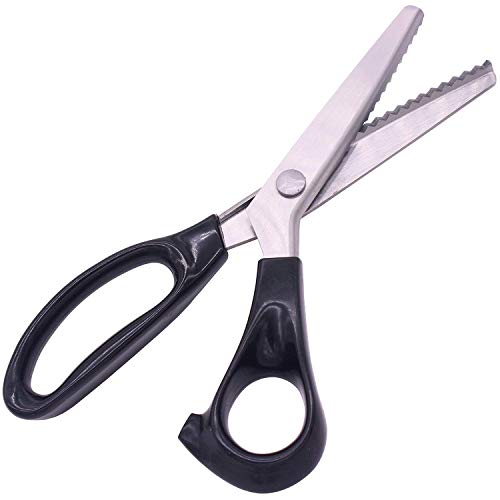 eoocvt 9 inch Professional Pinking Shears Fabric Crafts Zig Zag Cut Scissors Black