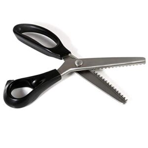 eoocvt 9 inch Professional Pinking Shears Fabric Crafts Zig Zag Cut Scissors Black