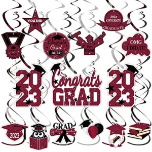 tifeson graduation decorations 2023 maroon – 36 pcs graduation party supplies, congrats grad hanging swirls decorations, high school college graduation party decorations class of 2023 decor