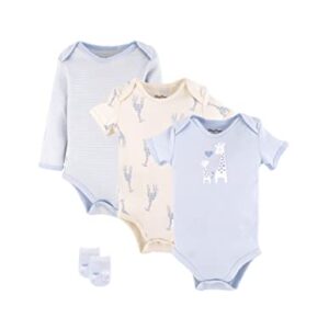 3 pack baby Boy Bodysuit I Breathable & Comfort I Blue short and long sleeve Bodysuit I 3-6 months old baby Boy I 100% Hypoallergenic cotton. (multiprenda niño)