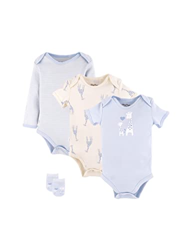 3 pack baby Boy Bodysuit I Breathable & Comfort I Blue short and long sleeve Bodysuit I 3-6 months old baby Boy I 100% Hypoallergenic cotton. (multiprenda niño)