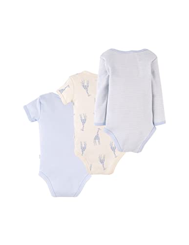 3 pack baby Boy Bodysuit I Breathable & Comfort I Blue short and long sleeve Bodysuit I 3-6 months old baby Boy I 100% Hypoallergenic cotton. (multiprenda niño)