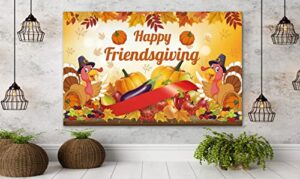 friendsgiving party decorations,large happy friendsgiving banner backdrop，thanksgiving banner，rustic thanksgiving decorations，fall decorations banner，thanksgiving decorations