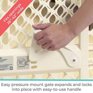 Toddleroo by North States 42” Wide Supergate Ergo Baby Gate, Made in USA: for doorways or stairways. Includes Wall Cups. Pressure or Hardware Mount. 26” - 42” Wide (26" Tall, Ivory)