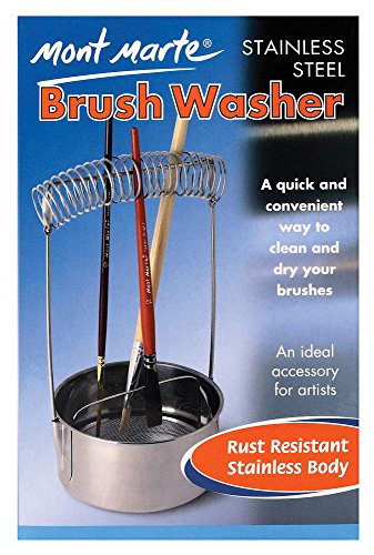 Mont Marte Brush Washer. Stainless Steel Paint Brush Cleaner and Dryer. Suitable for Acrylic and Oil Painting.