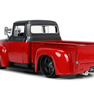 Jada Toys Just Trucks 1:24 1956 Ford F-100 Pickup Truck Red/Dark Gray with Tire Rack